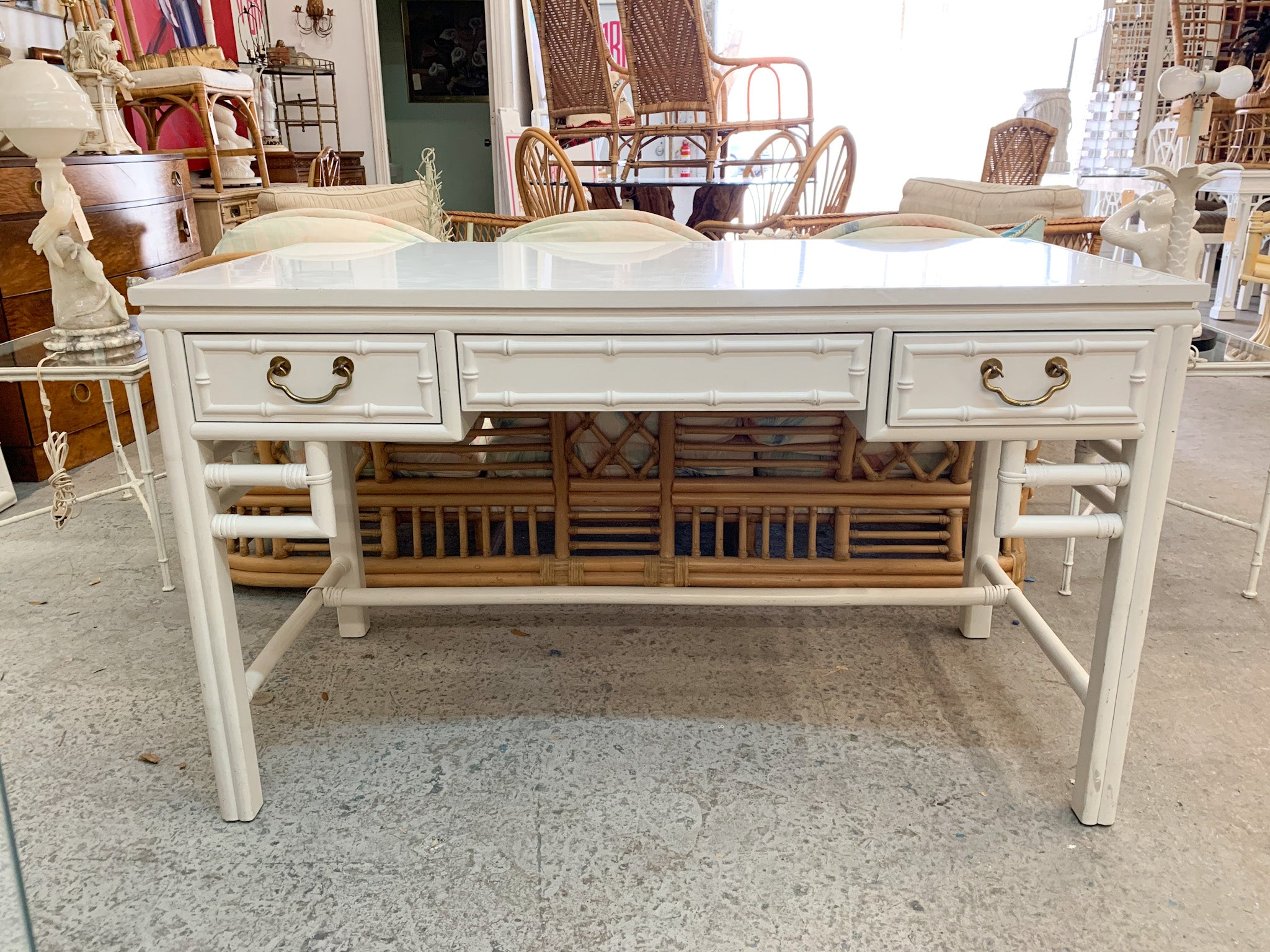 White bamboo desk store
