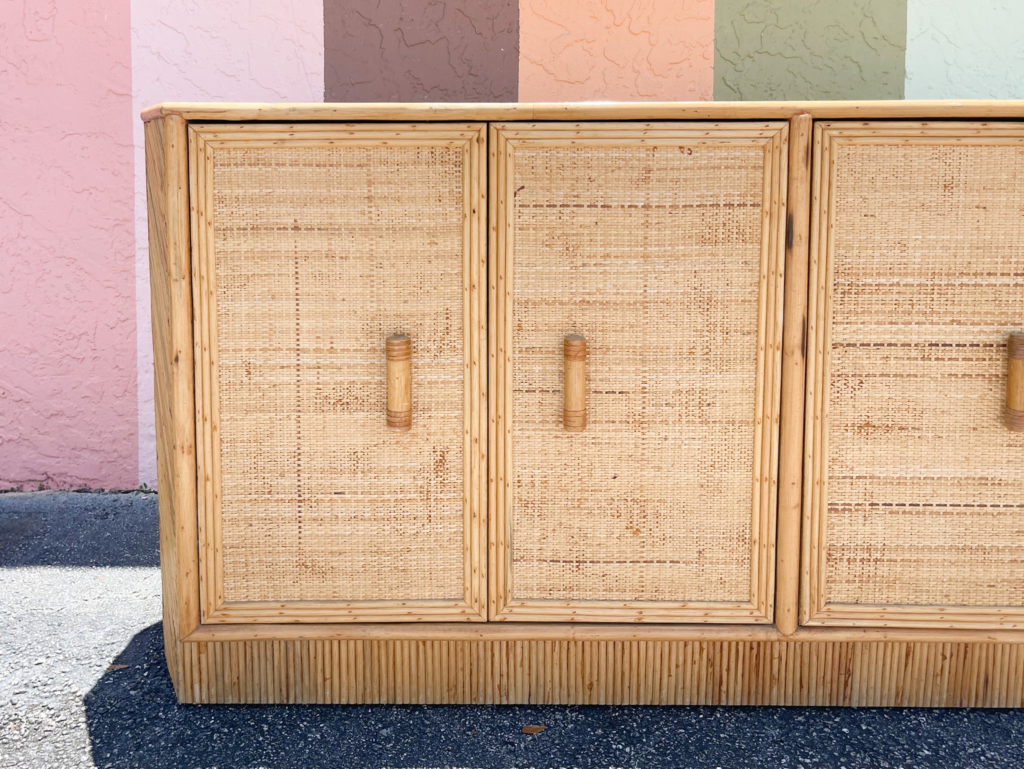 Island Style Rattan Wrapped Credenza