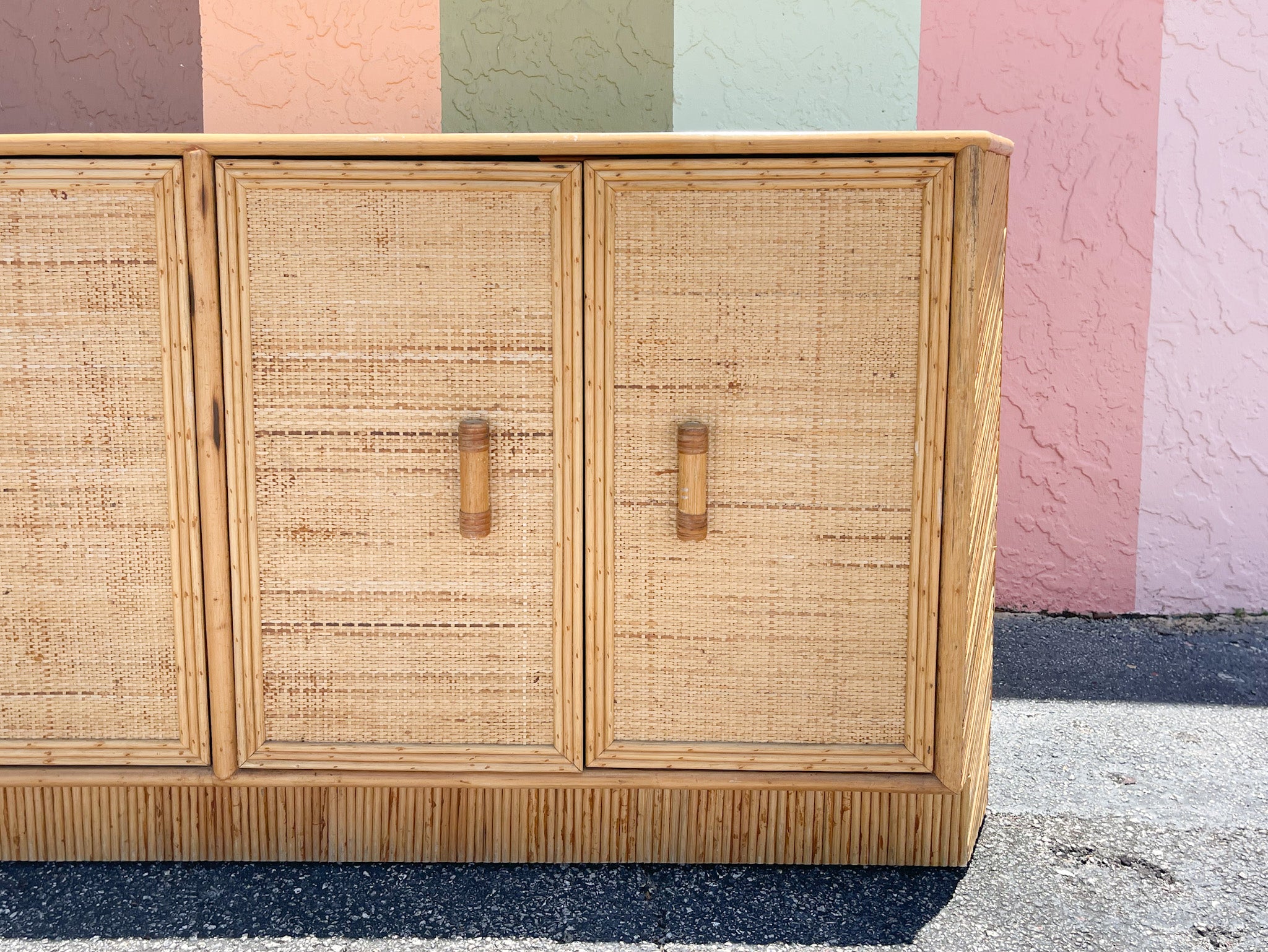 Island Style Rattan Wrapped Credenza