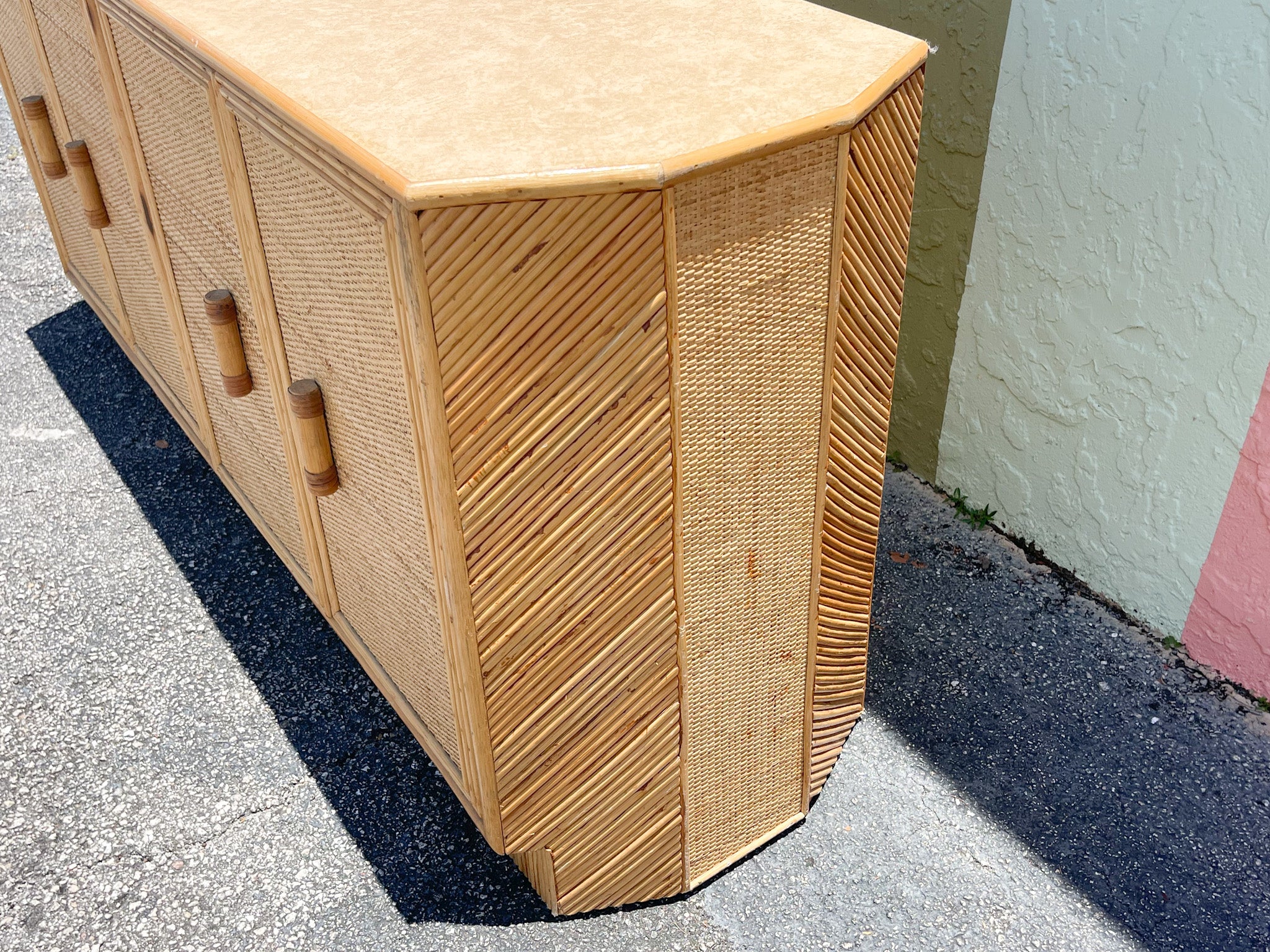 Island Style Rattan Wrapped Credenza