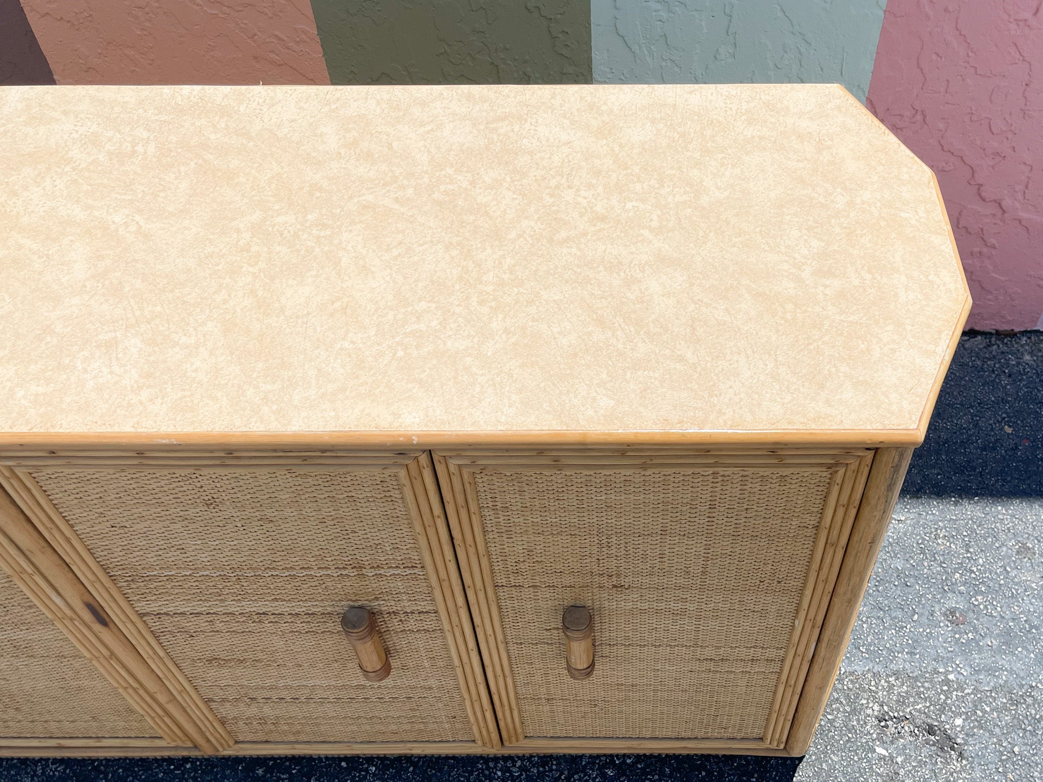 Island Style Rattan Wrapped Credenza
