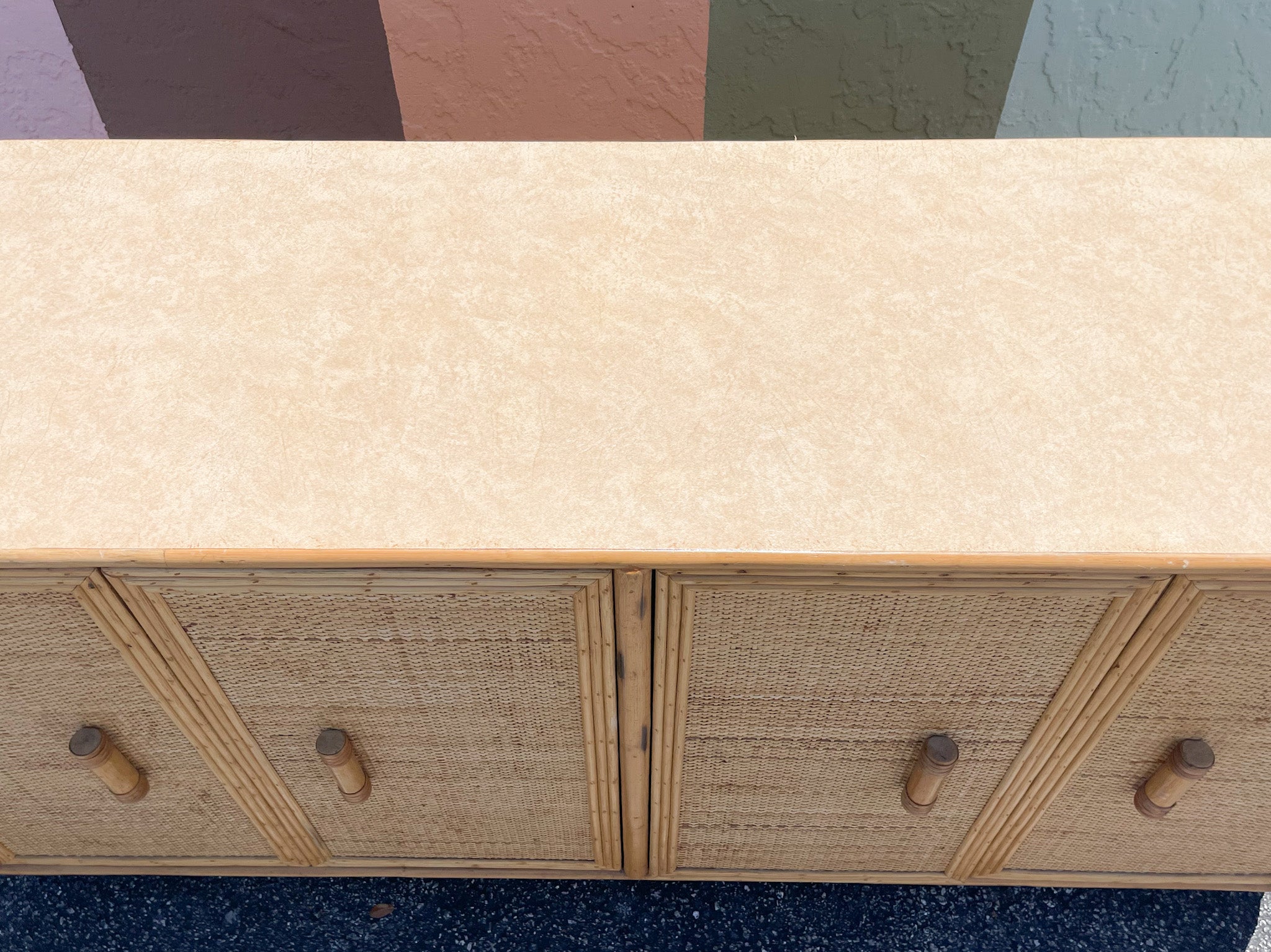 Island Style Rattan Wrapped Credenza