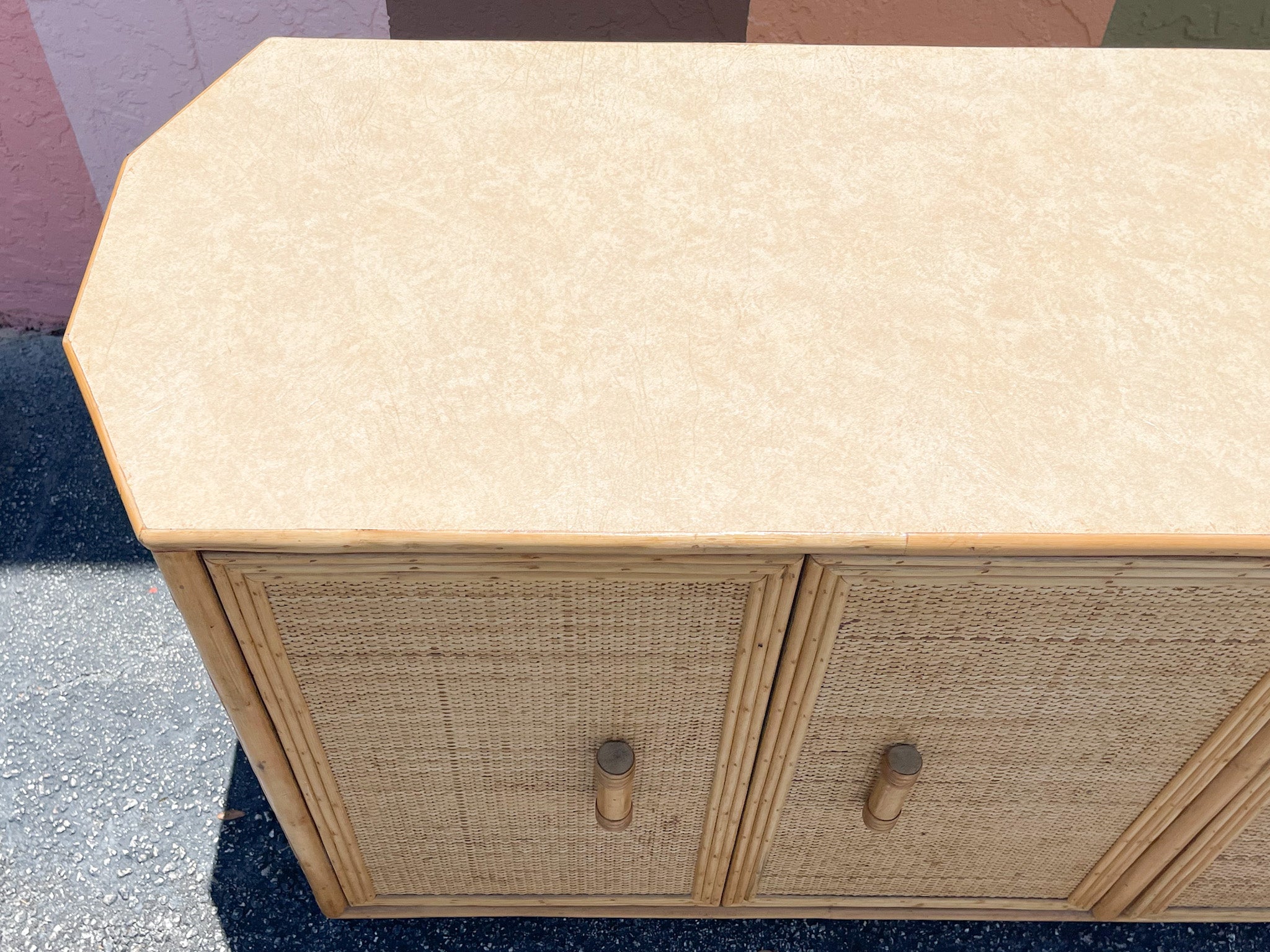 Island Style Rattan Wrapped Credenza