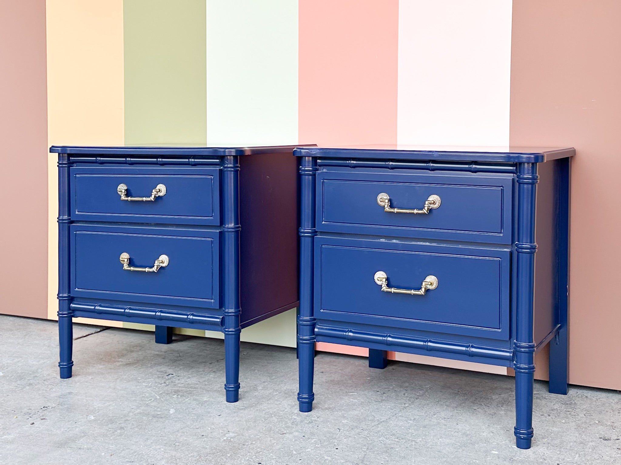 Navy bamboo nightstand store