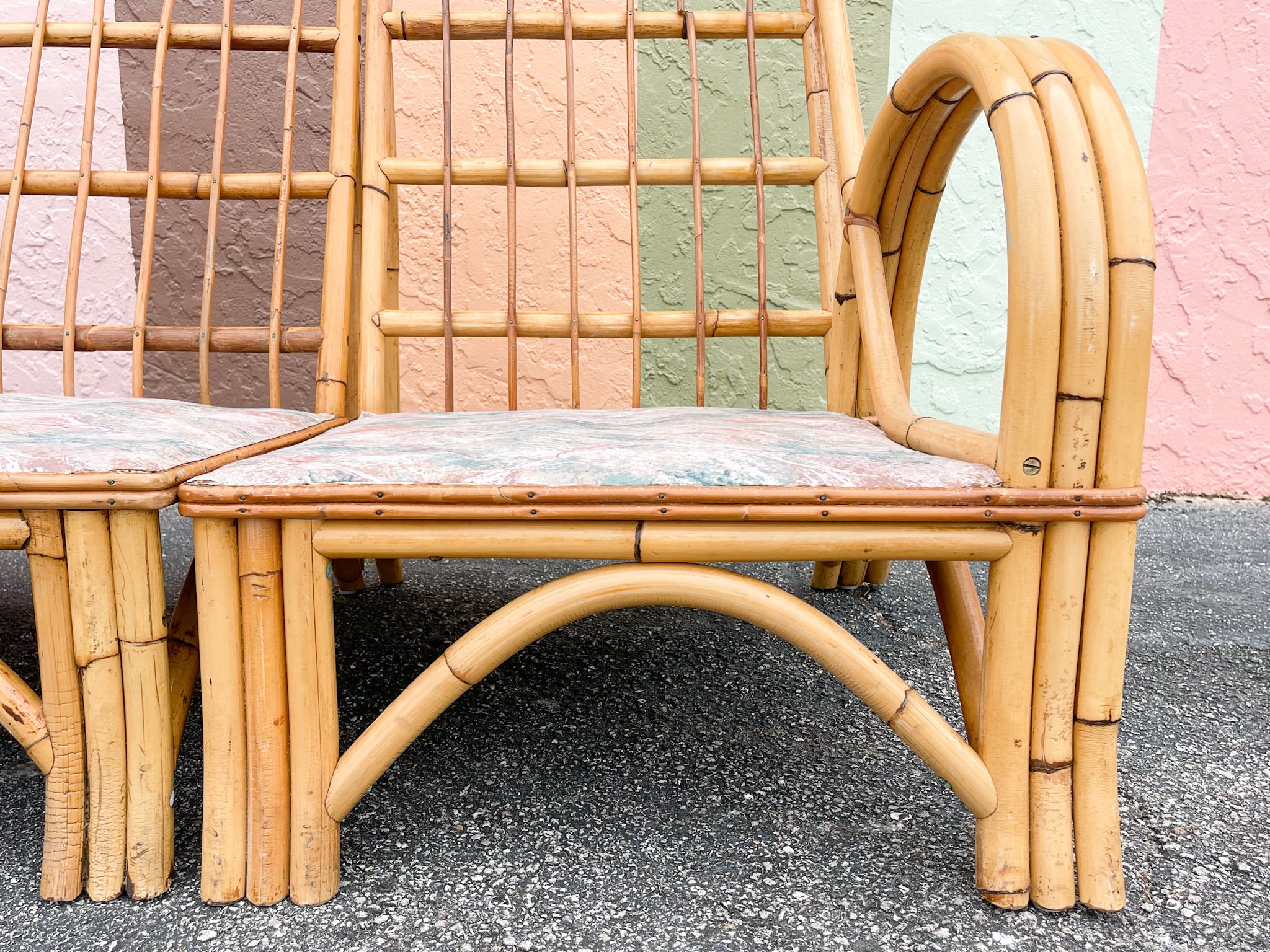 Old Florida Rattan Pretzel Sofa