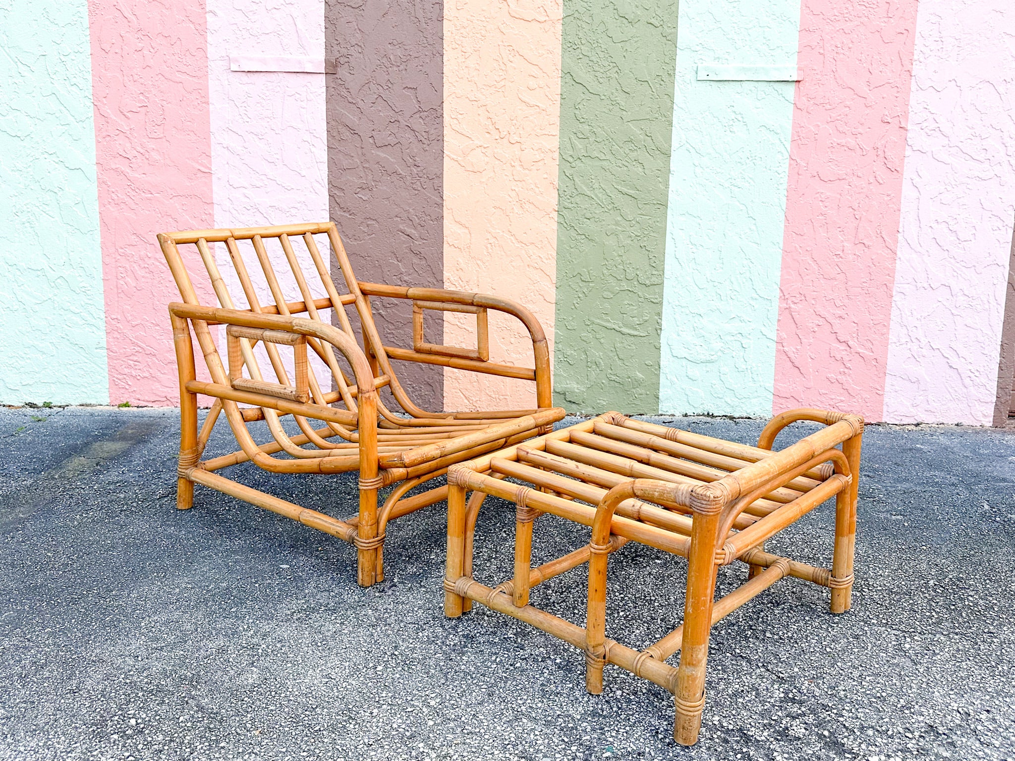 Rattan lounge chair with ottoman store